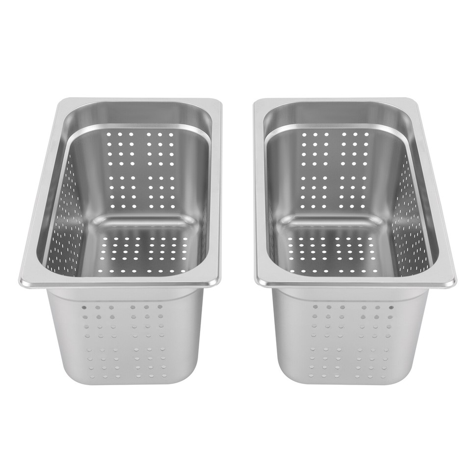 2 PCS 1/3 Size 6" Deep Steam Table Pan Stainless Steel Hotel Bars Food ...