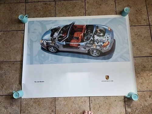 Porsche original poster 30x40" The New Boxster intro cutaway 1996 | eBay