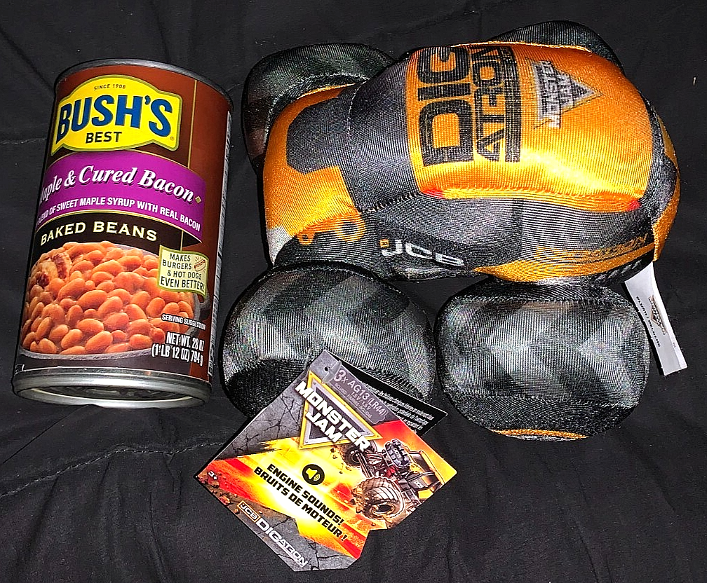 SPIN MASTER 2025 MONSTER JAM ORANGE JCB DIGATRON PLUSH TRUCK W/ENGINE ...