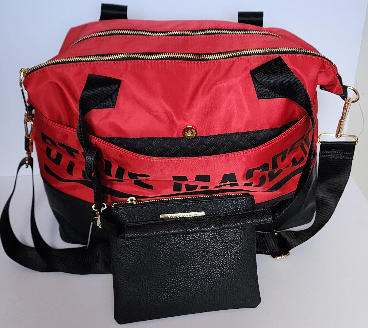 popular stores NEW Steve Madden Gym Red Duffel Bag+ Bottle Unisex