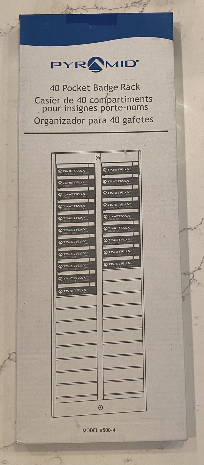 Pyramid Timetrax Badge Rack 500-4 Badge Rack 40 Pocket White Wall Mount ...