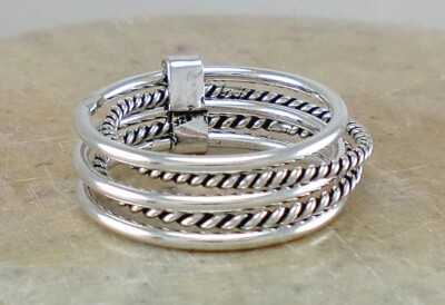 EXOTIC 925 STERLING SILVER 5 BAND STACKED RING size 6 style# r2705 | eBay