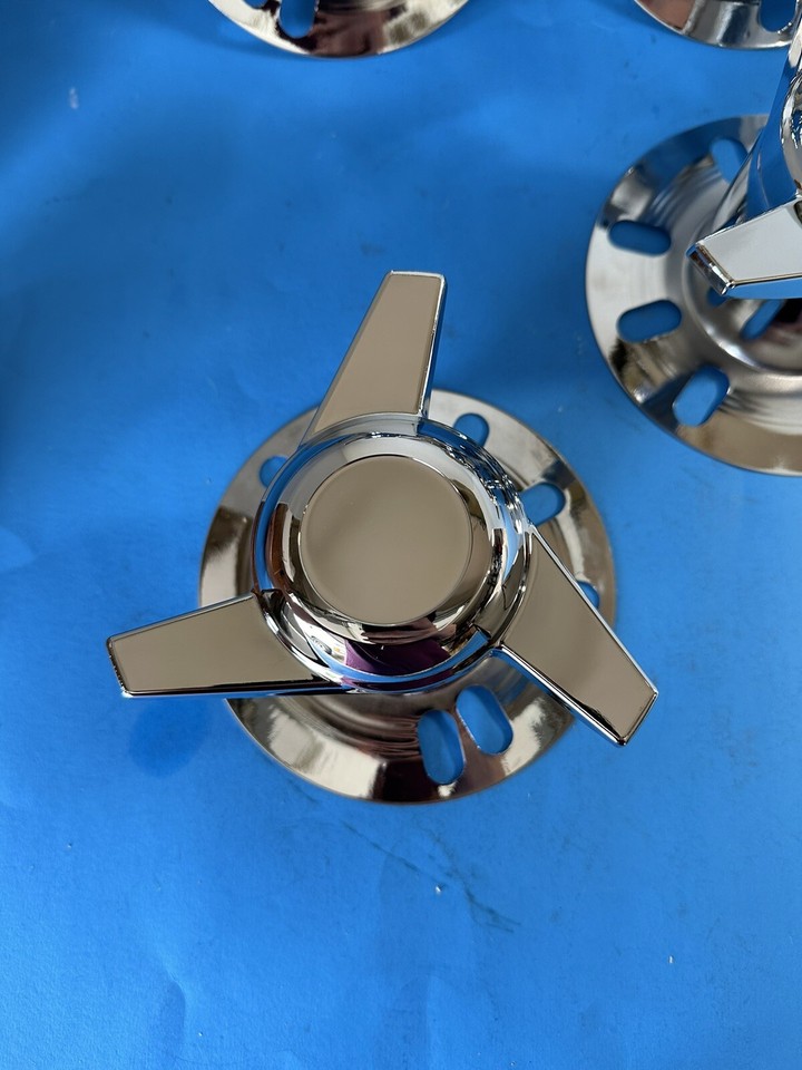 (4) 3 BAR SWEPT SPINNER CENTER CAPS 5 LUG CRAGAR SST WHEELS 3.17"OD, NO ...