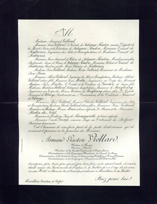 faire-part décès de Mr.Armand Gaston Viellard.Forges de Commentry ...