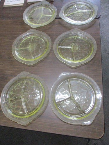 6 VINTAGE FEDERAL DEPRESSION GLASS DIVIDED PLATES AMBER YELLOW | eBay