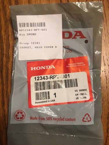Genuine Parts Honda Motor 12343-RPY-G01 Gasket Head Cover B QTY1 Ships ...