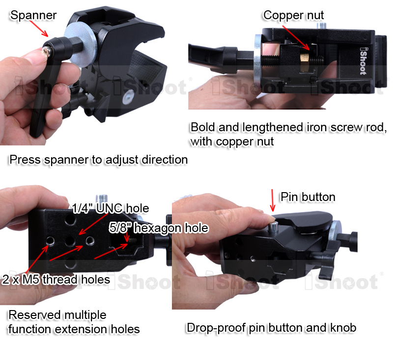 Strong Clamp Clip Pliers Camera Holder Flash Bracket Lens Support Max ...