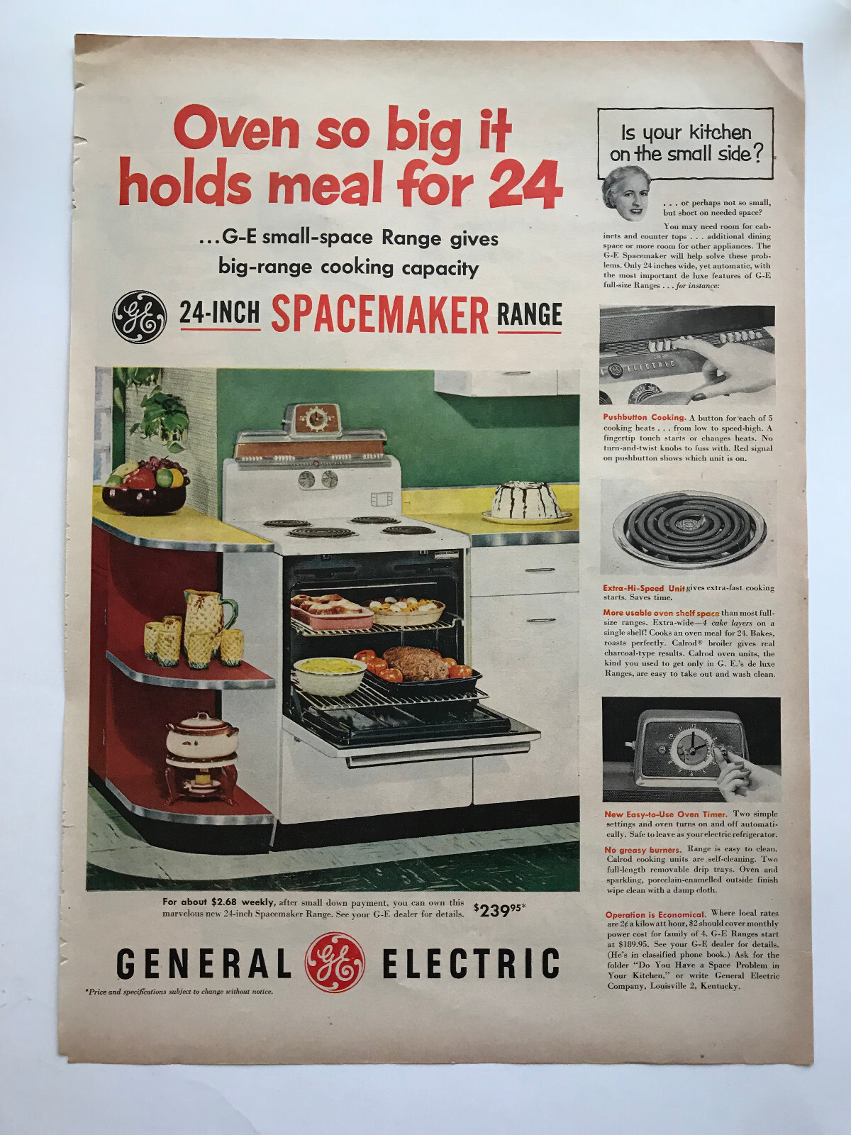 1953 General Electric Spacemaker Range, PM Whiskey Vintage Print Ads | eBay