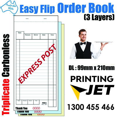 100x Large Size Triplicate Carbonless Restaurant Docket Order Book [RD103] | eBay Australia
