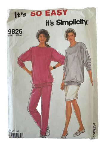 9826 SIMPLICITY XS S M L XL 6 8 10 12 14 16 18 20 22 24 Knit Top Pants ...