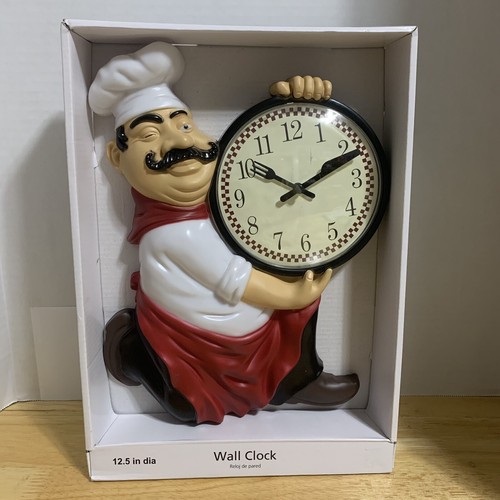 Fat Italian Chef Clock 12.5” Battery Operated Analog | eBay