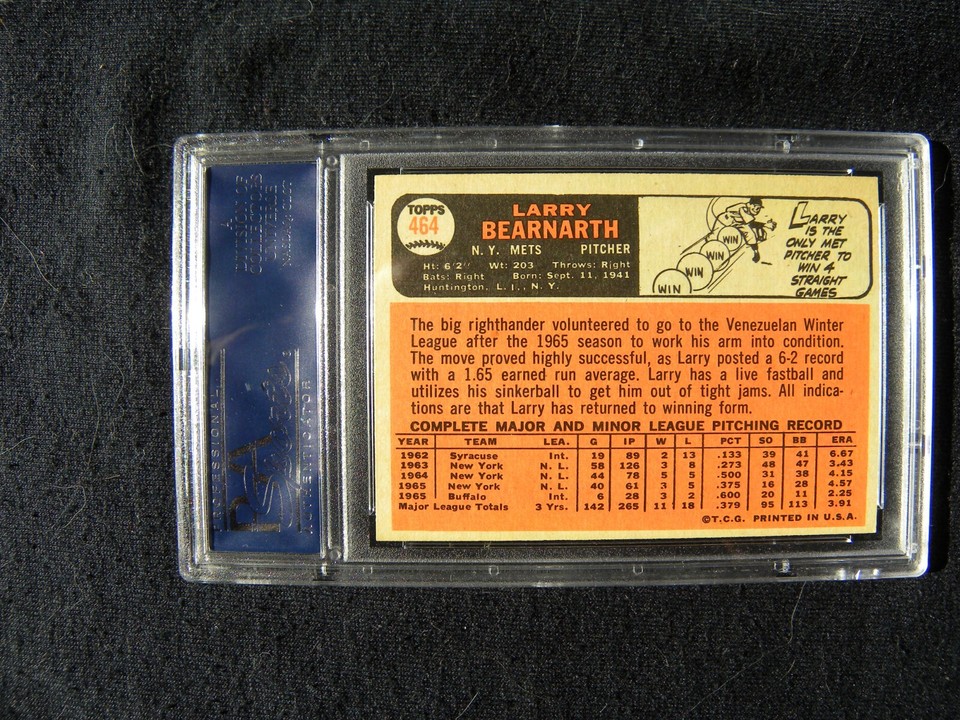 1966 LARRY BEARNARTH TOPPS BASEBALL CARD #464 PSA-8 NM-MINT NY METS | eBay