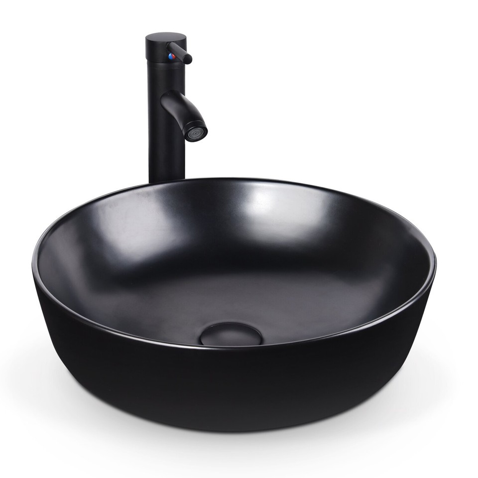 Modern Bathroom Vessel Sink Combo Vanity Basin Bowl Ceramic Glass ...