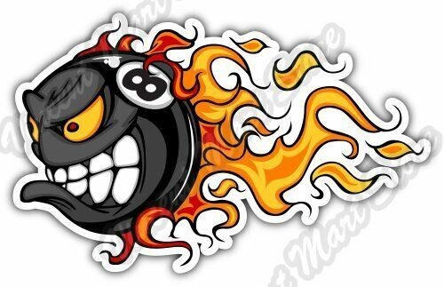8 Ball Black Billiard Pool Flame Funny Car Bumper Vinyl Sticker Decal 6 ...