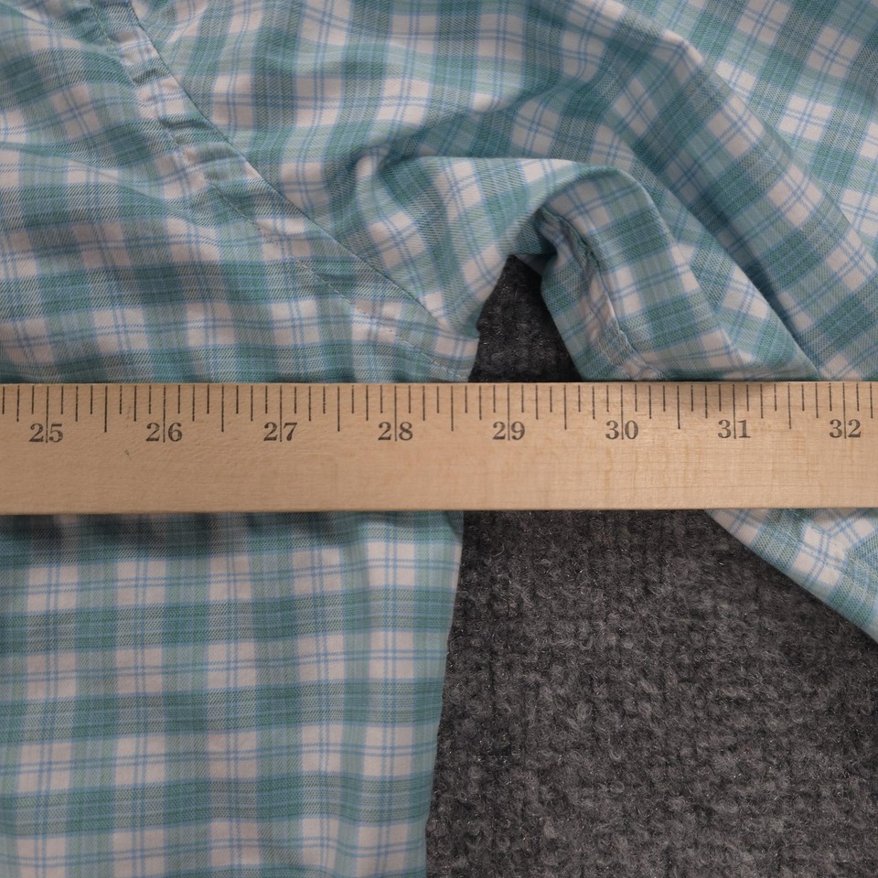 Peter Millar Shirt Mens 2XL Blue Green Check Morris Crown Lite Stretch ...