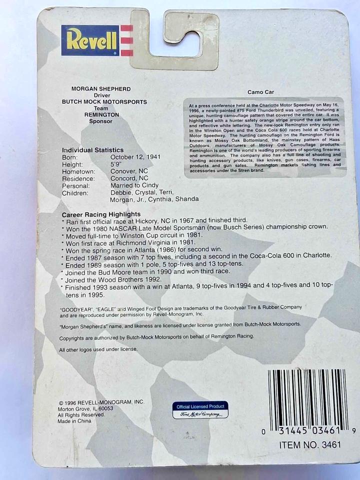 Revelle Racing #75 Diecast Model Remington camo Morgan Shepard | eBay