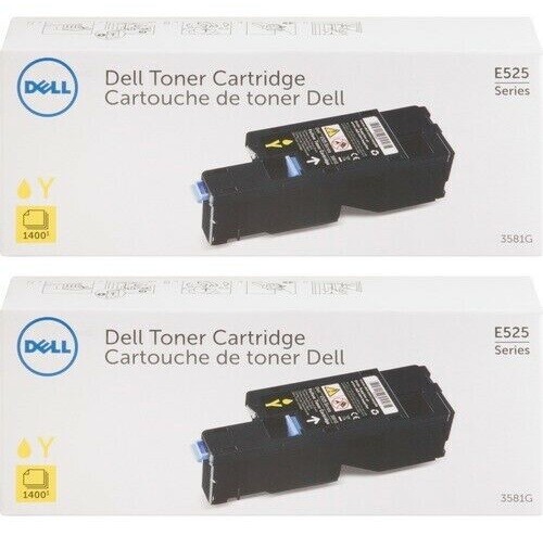 2 NEW GENUINE OUT OF BOX DELL 3581G YELLOW TONER CARTRIDGES FOR E525 ...