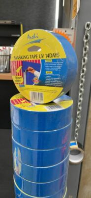 BRAND NEW 5 ROLLS MASKING TAPE UV 14 DAY TAPE 25MM and 36MM 60 METERS ...
