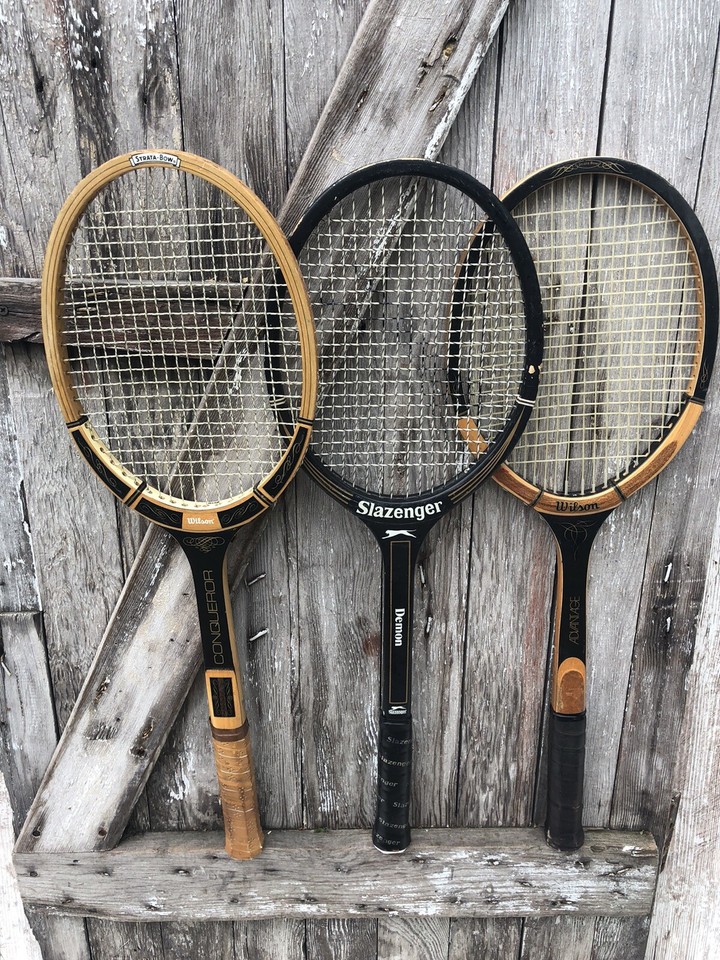 Wood Tennis Racket Bulk Lot Wilson Spalding Clean Strings Intact ...