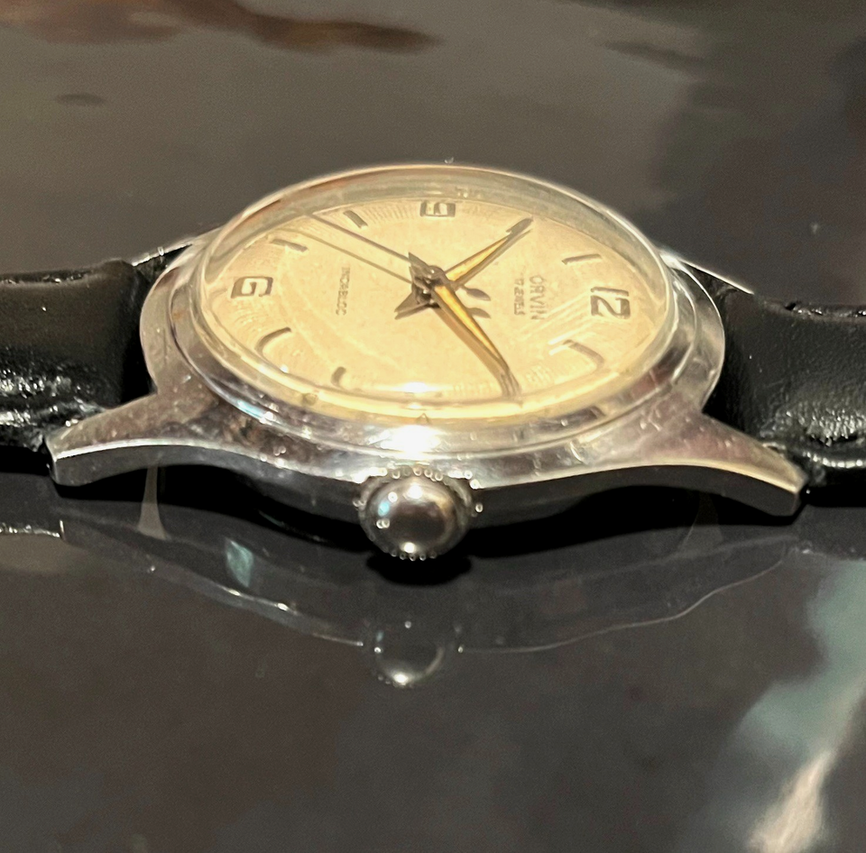 VINTAGE c. 1955 ORVIN 17j SOLID S.S. Men's Watch- Good, Running & Free ...