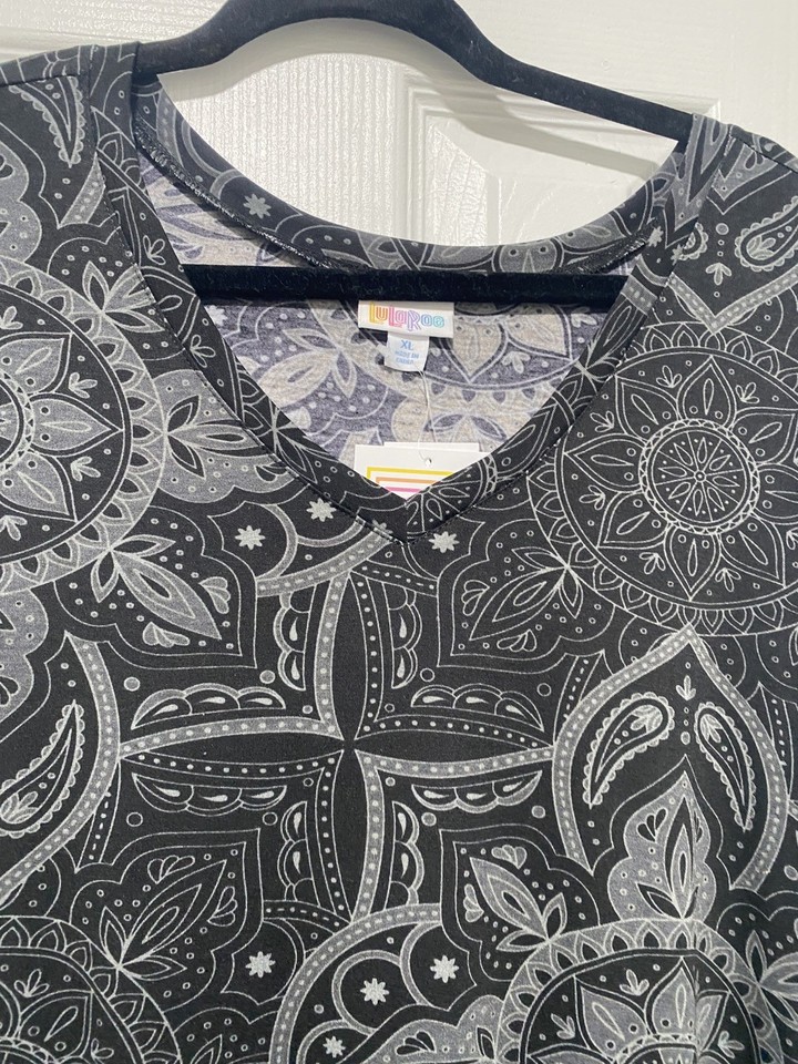 Lularoe Emily Swing Dress Size XL, Long Sleeve, Rare Print Charcoal ...