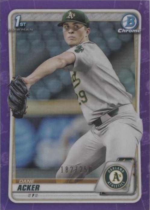 2020 Bowman Draft - Chrome Dane Acker #BD-8 Purple Refractor /250 (RC ...