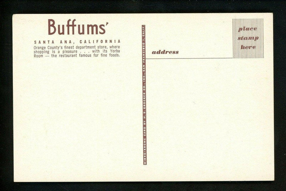 California CA postcard Santa Ana, Buffums' Department Store chrome | eBay