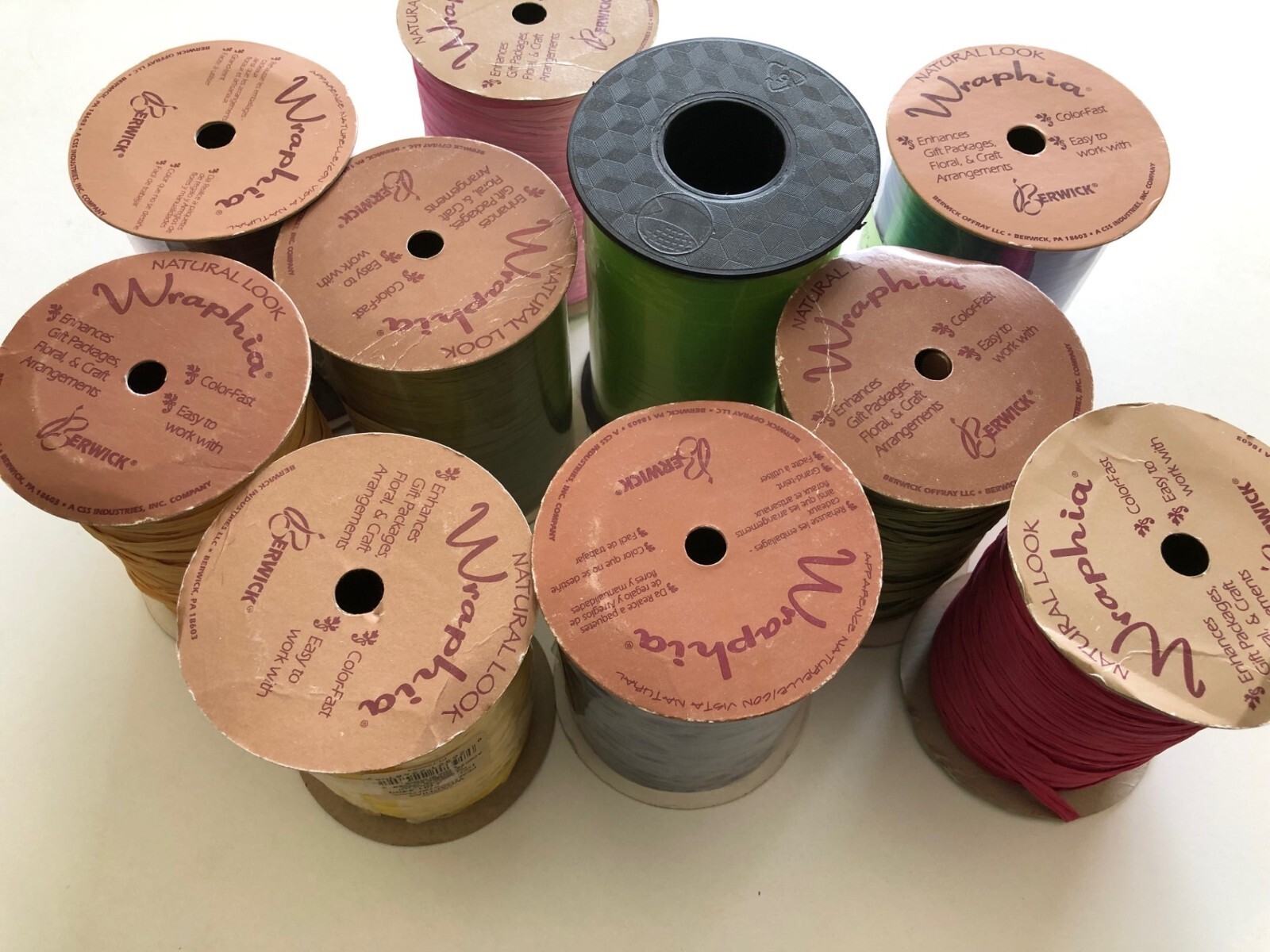 9 Rolls Natural Look Ribbon Berwick Wraphia ( 100 yards) +One roll of ...