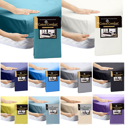 400 THREAD COUNT 100% EGYPTIAN COTTON FITTED SHEET FLAT SHEET SINGLE ...