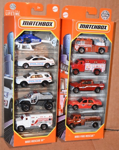 Matchbox 5 Pack MBX RESCUE Ill & MBX FIRE RESCUE LOT OF 2 NEW | eBay