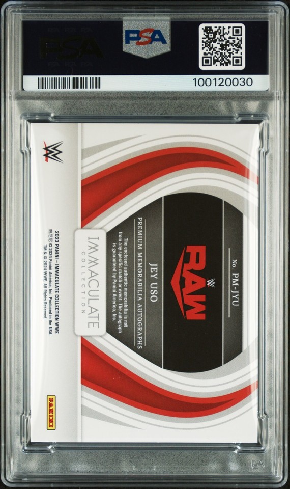 PSA 9 - 2023 Panini Immaculate WWE Wrestling JEY USO Gold Patch AUTO 05 ...