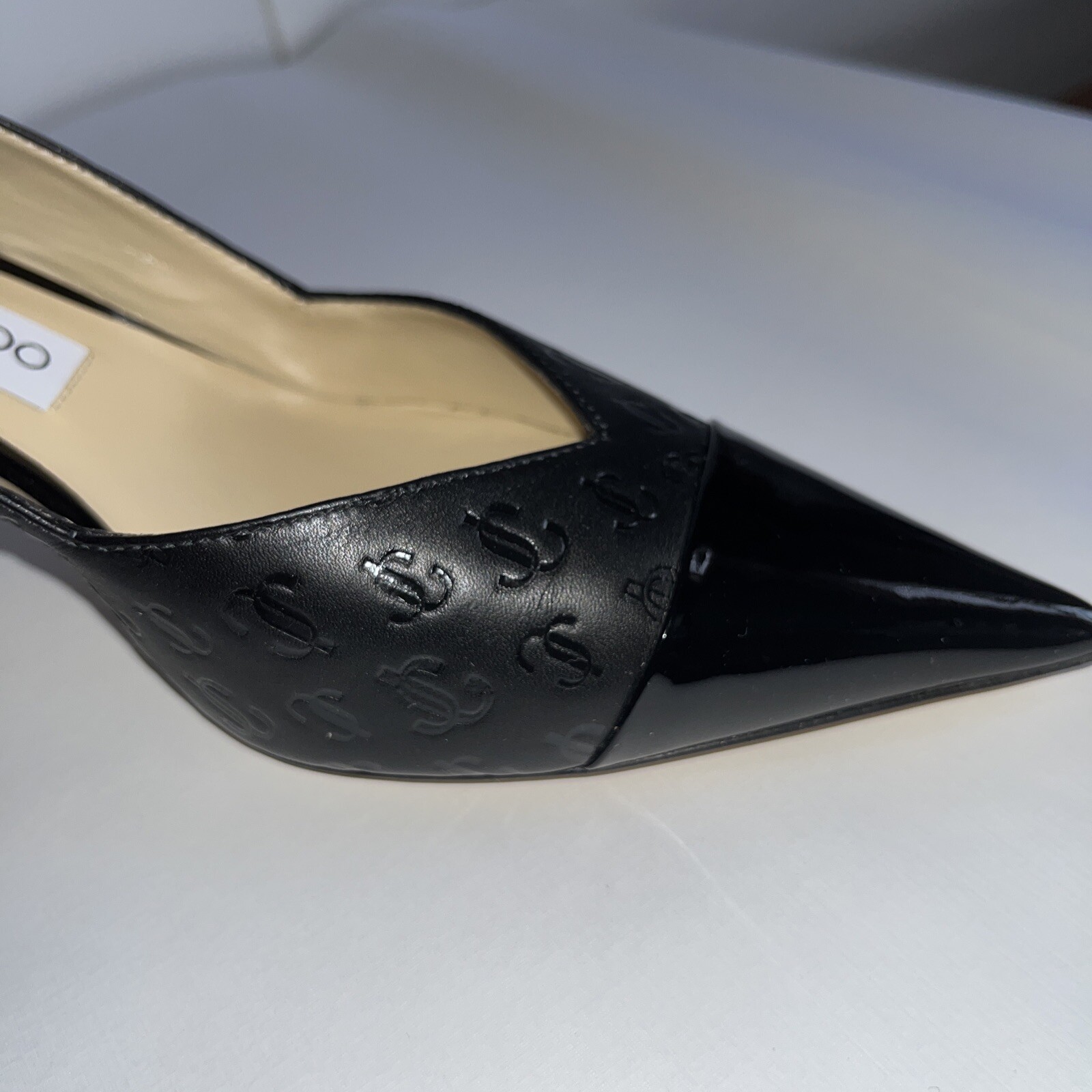 Jimmy Choo, Monogram print, and patent size 39 1/2 - Gem