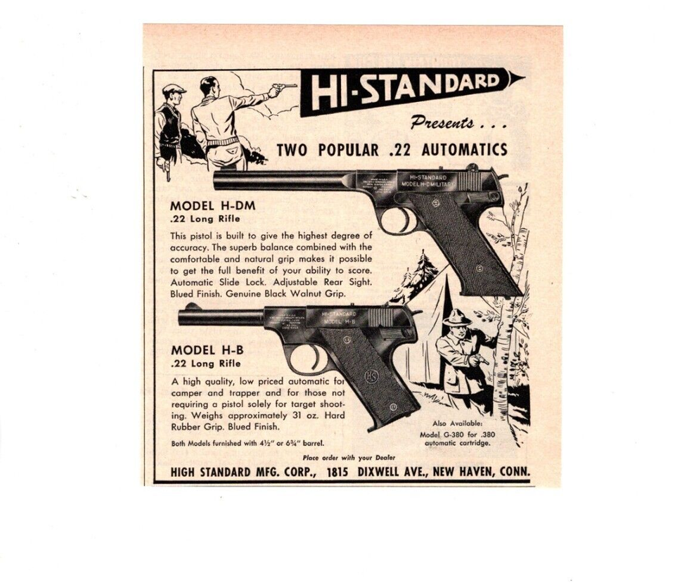 1949 HI STANDARD .22 AUTO's PRINT AD, HIGH STANDARD, FIREARM, HANDGUN ...