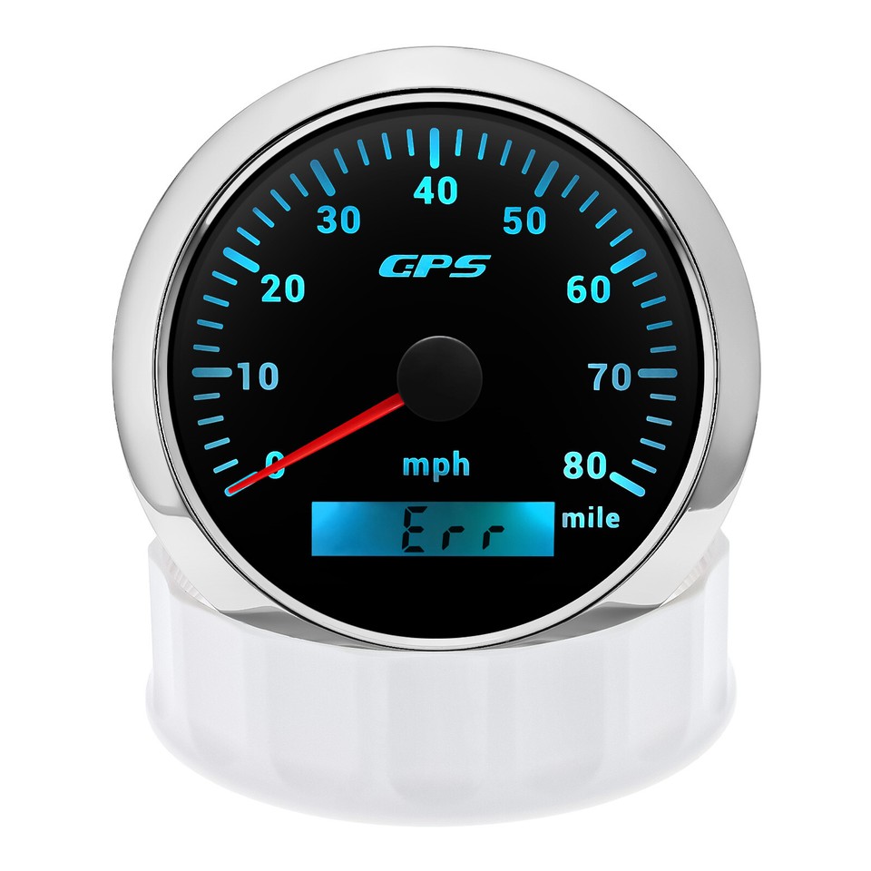 85mm Boat GPS Speedometer 0-80MPH Odometer Gauge 7 Colors LED For Car ...