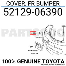 52129BZ060 Genuine Toyota Cover FR Bumper LW 52129-bz060 for sale ...