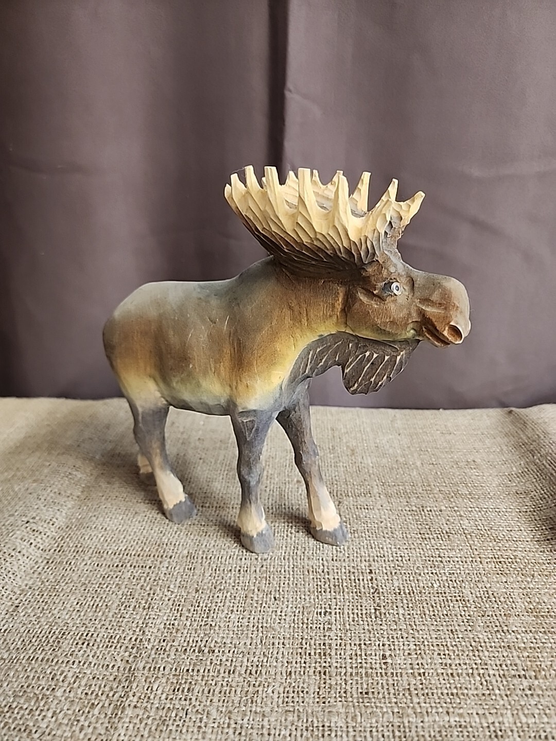 Hand Carved Wooden Moose in Very Good Condition with Antlers 8" | eBay