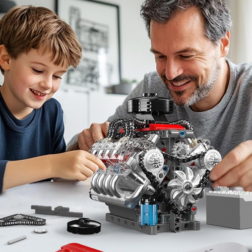 487 Pcs Visible V8 Internal Combustion Ohc Engine Motor Working Model ...