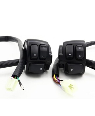 Motorcycle Handlebar Control Switches w/ Wiring Harness Kit For Harley ...