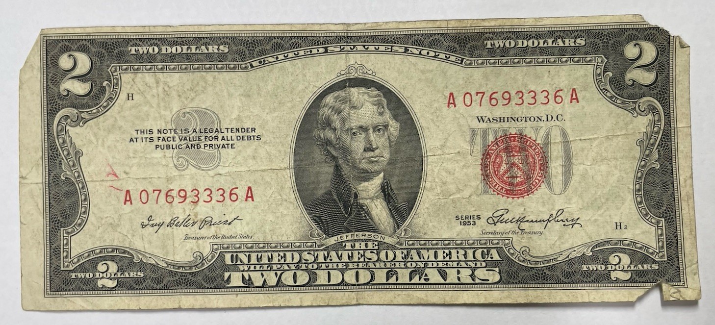 Amazing Series 1953 2 Dollar Bill Photos