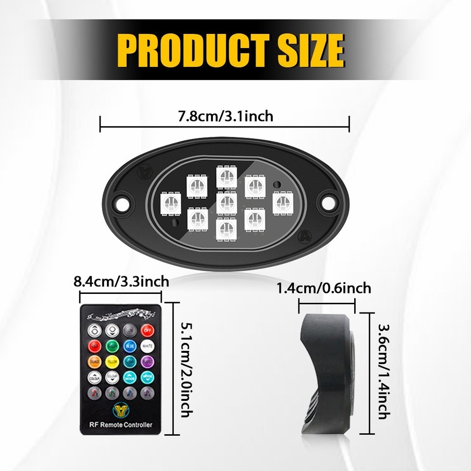 20x Pod RGB LED Rock Light Underbody Neon Glow Lamp Kit Bluetooth ...