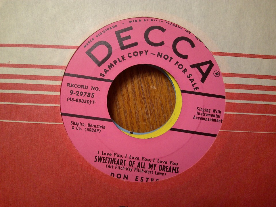 PROMO DECCA 45 RECORD/DON ESTES/PICKIN UP THE PIECES/SWEETHEART OF ALL ...