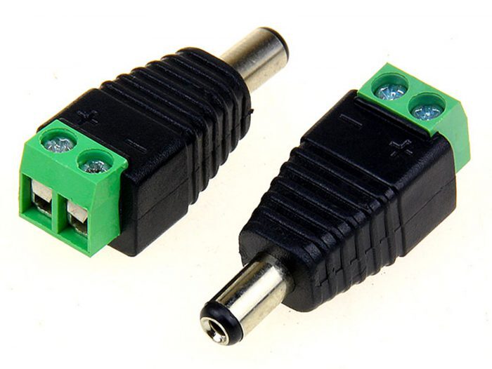 Pair DC Socket Plug to Screw Terminal Connectors 2.1mm x 5.5mm CCTV ...