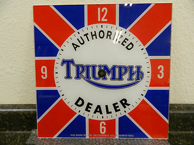 *NEW* 15" SQUARE TRIUMPH MOTORCYCLE FLAG GLASS FACE PAM CLOCK | eBay