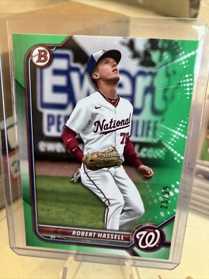 Robert Hassell /99 Neon Green Parallel 2022 Bowman #BD-169 Washington ...