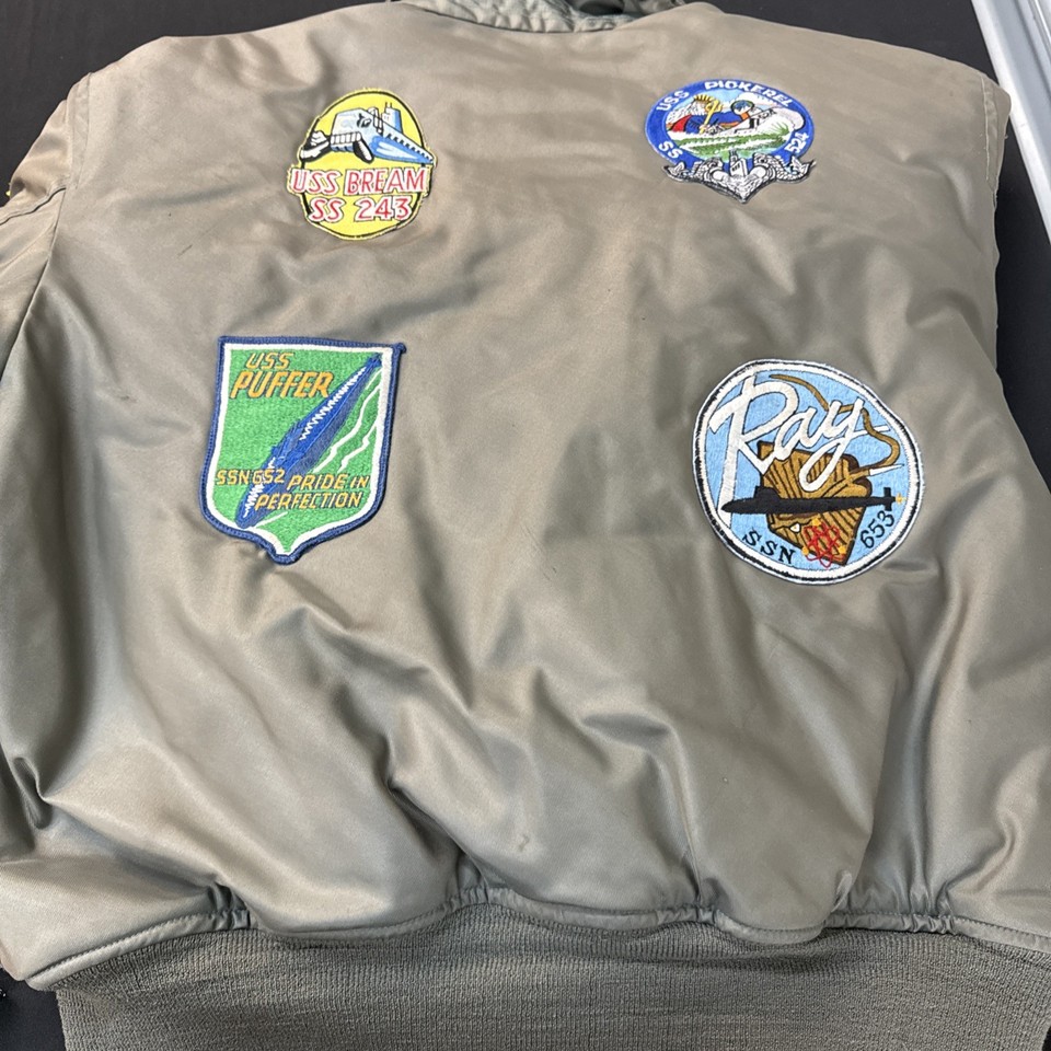 Vintage Flight Bomber Jacket US Mens XL Top Gun CWU-45/P W/ Patches ...