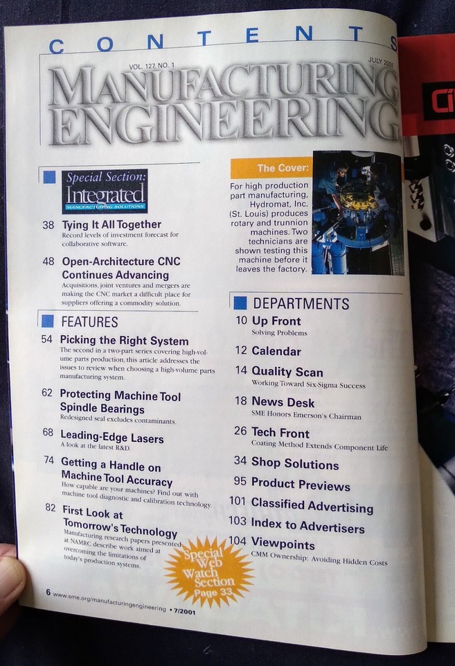 Manufacturing Engineering Magazines, July & August Issues 2001, SME | eBay