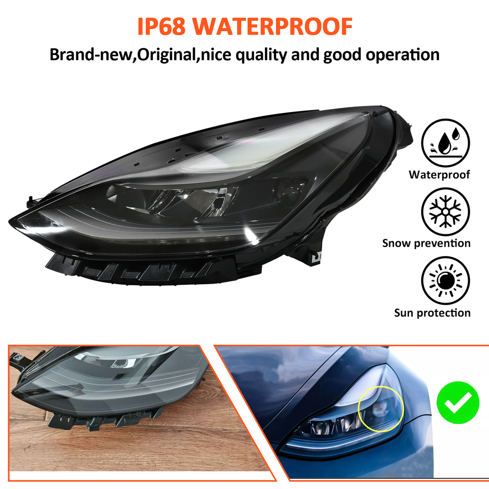 FOR 2021 2022 2023 Tesla Model 3/Y Matrix Headlights Headlamp Light ...
