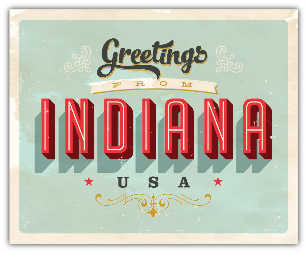 Indiana USA State Retro Greetings Emblem Car Bumper Sticker Decal ...
