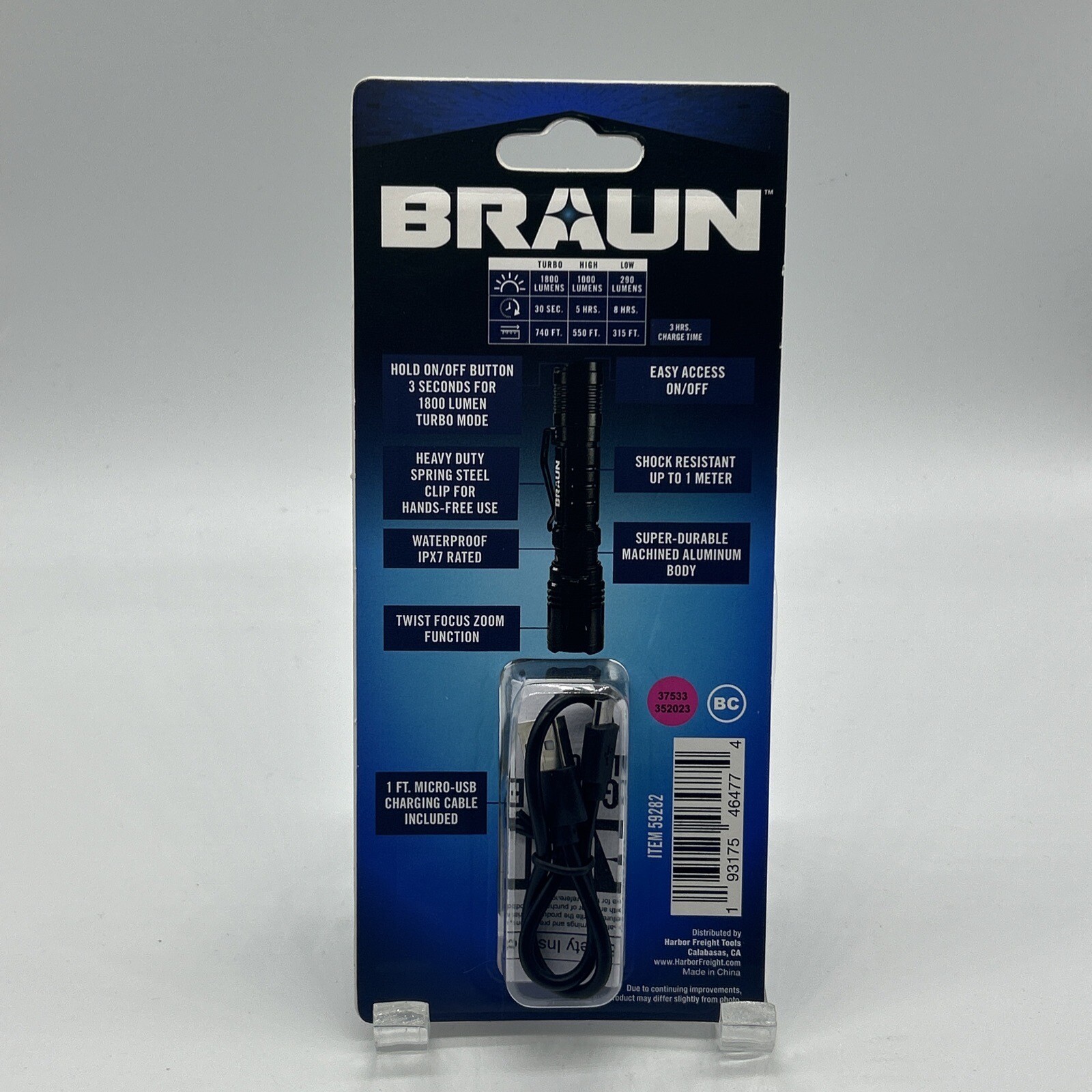 Braun 1800 Lumen Waterproof Rechargeable Tactical Flashlight (NEW) | eBay