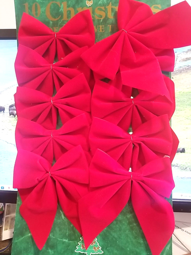 (10 BOWS) CHRISTMAS TREE SMALL 6" RED VELVET BOWS DECORATIONS TRIM/GIFT ...
